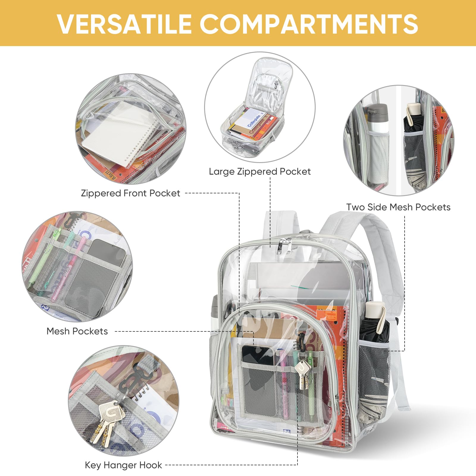 Snapklik.com : BALEINE Clear Backpack For Girls, Heave Duty PVC Clear Bags