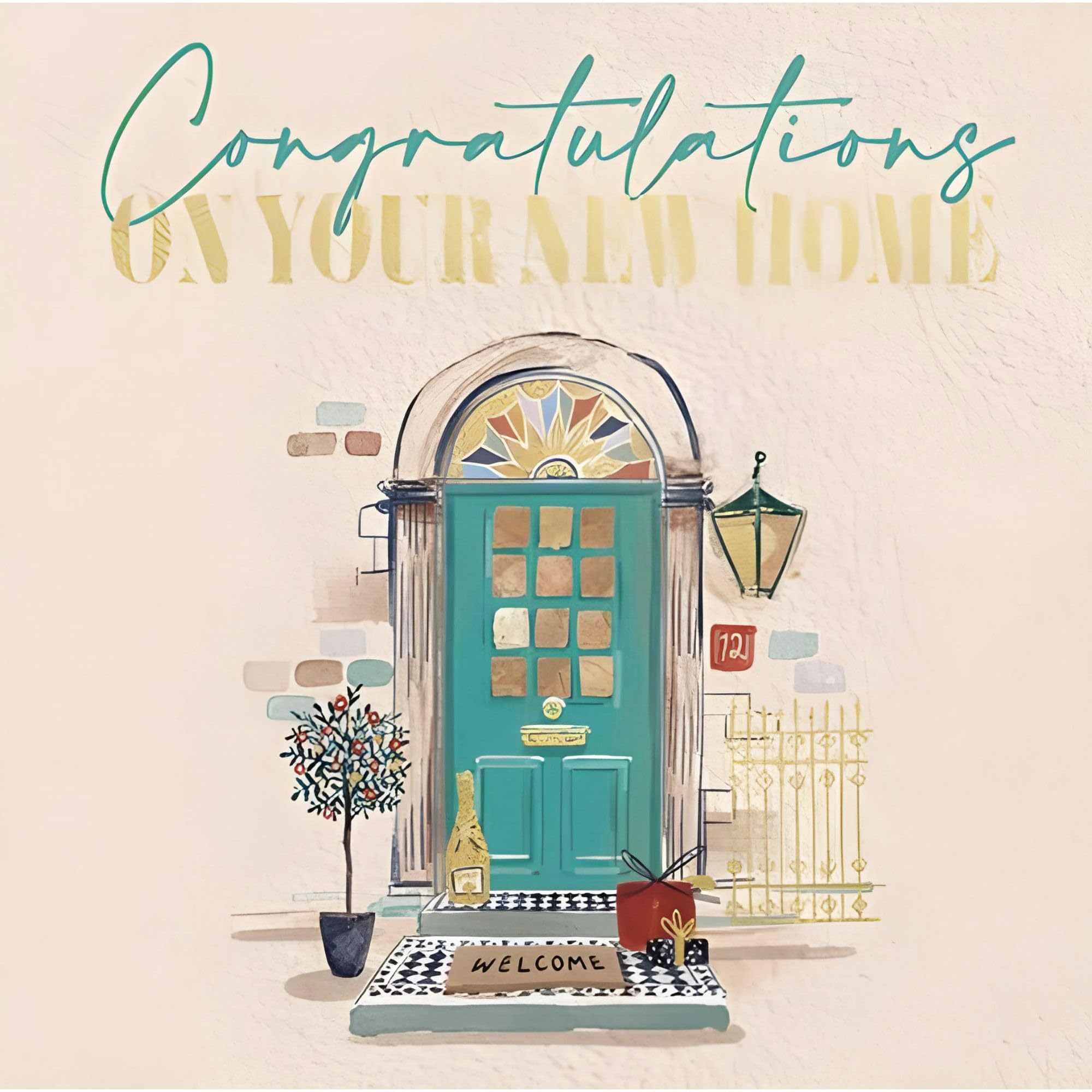New Home Congratulations Card - Welcome Doorstep Illustrated Design ...