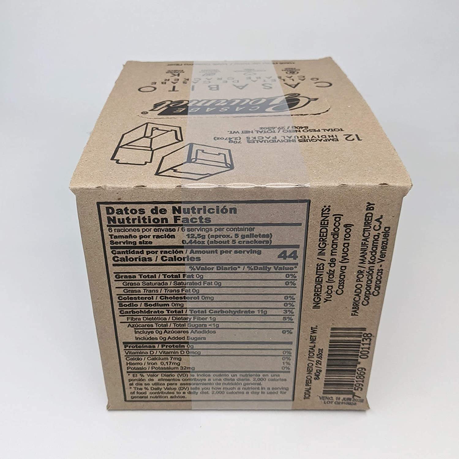 Casabe Gourmet Casabito, Casabe Cracker – 1 Box of 12 packs of Cassava ...