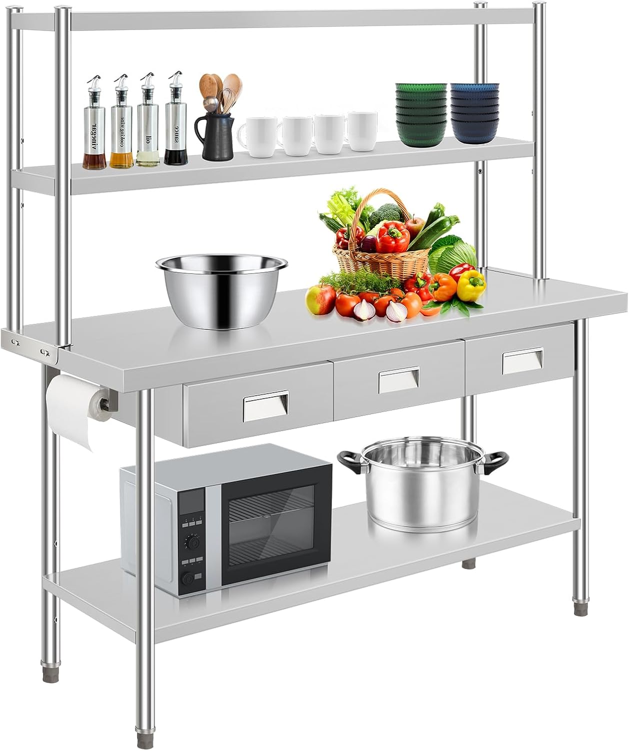 Amazon.com: GarveeTech 72" X 24" Stainless Steel Table with Overshelves ...