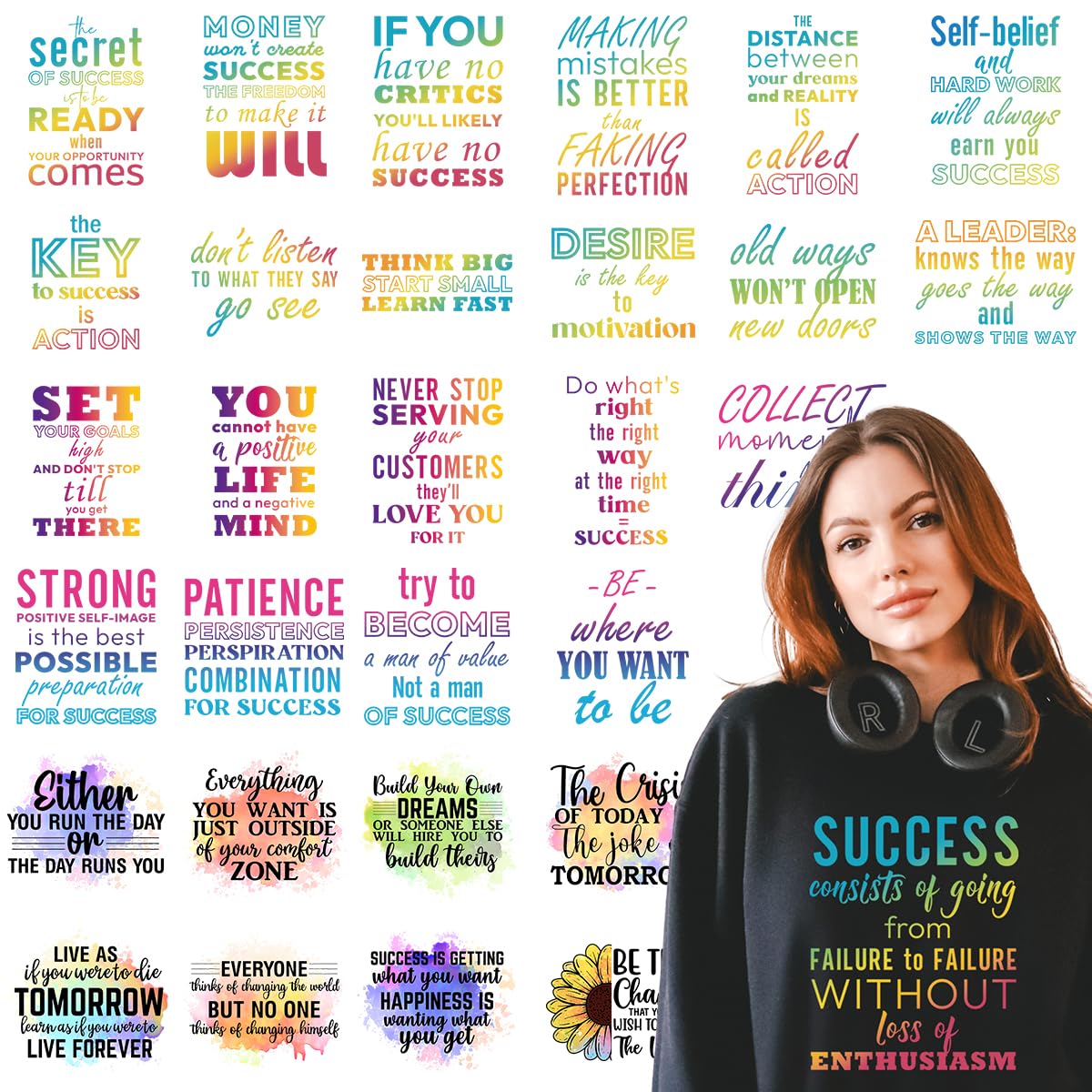 Kaciola 30 Sheets Inspirational Iron on Transfers, Positive Quotes DTF ...