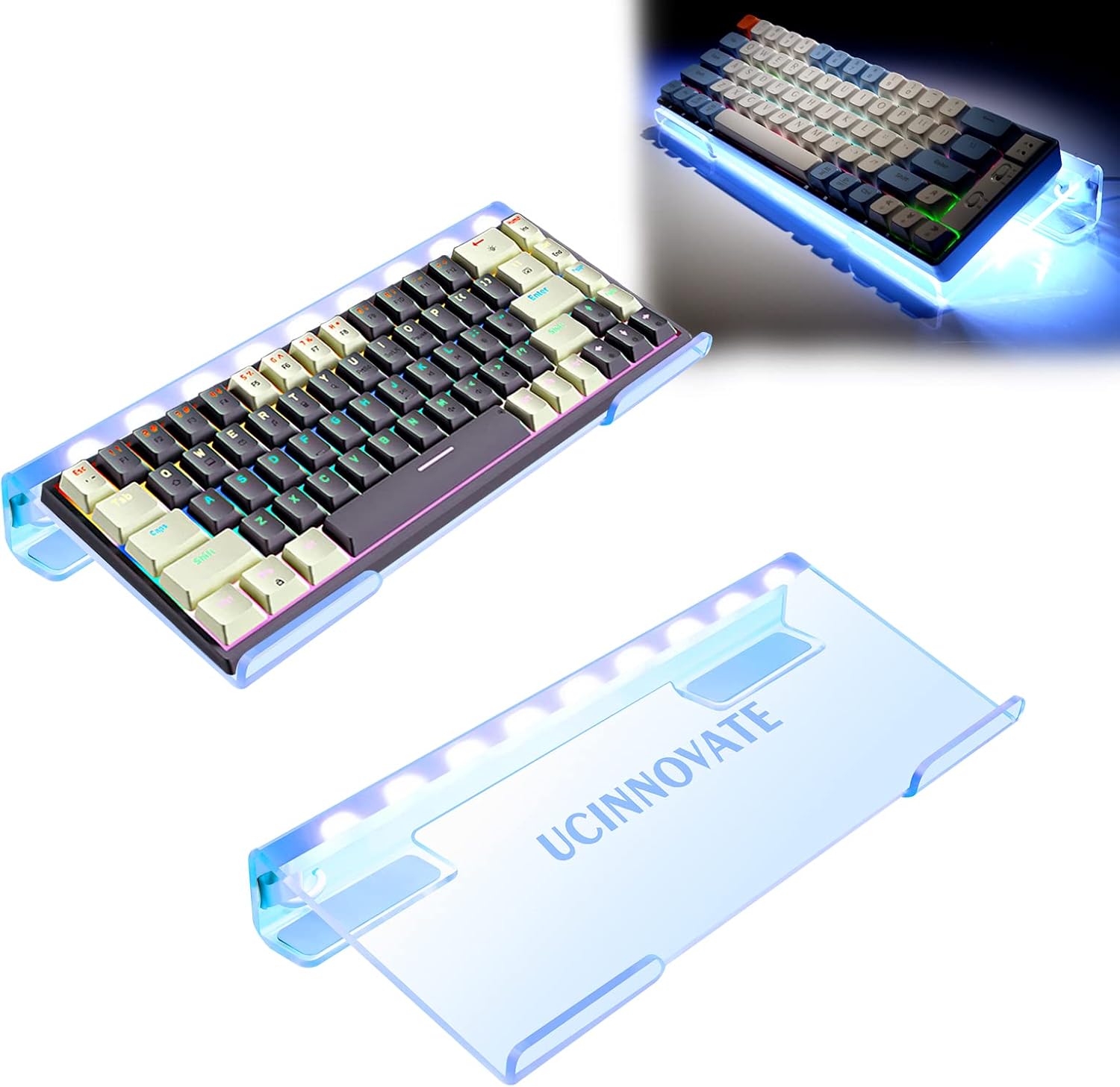 Amazon.com: UCINNOVATE RGB Acrylic Computer Keyboard Stand, Mini LED ...