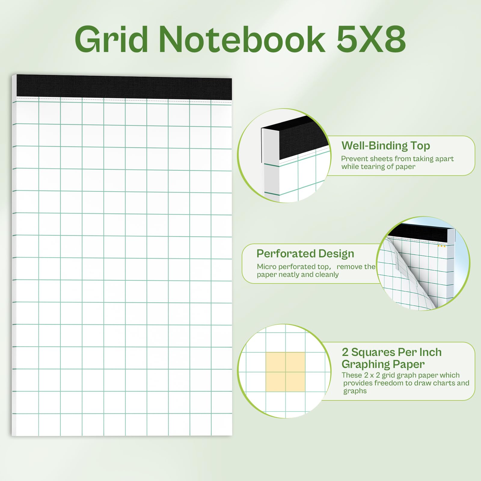 Large Graph Paper Notebook 2-Part Graph Paper - 8.5 X 11 Inch Quadrille ...