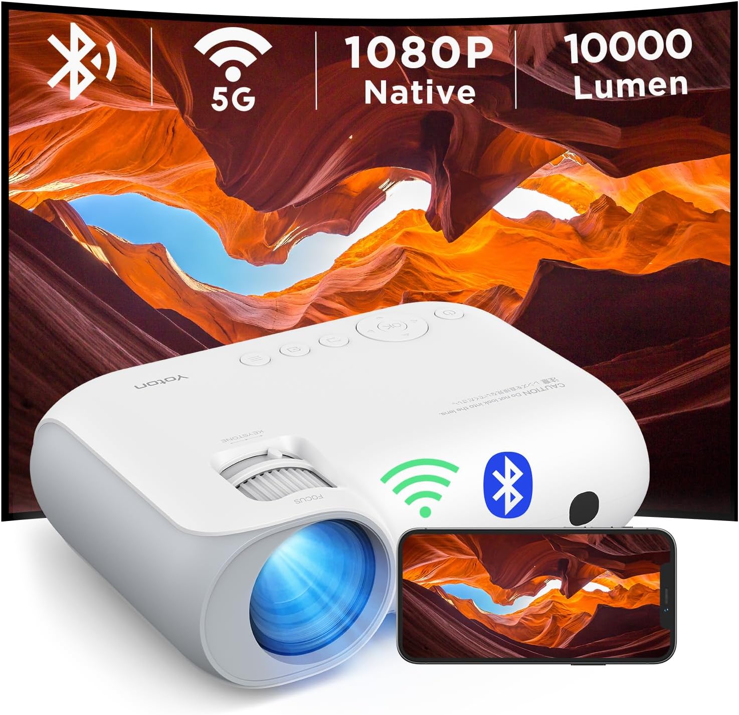 Projector, Full HD 1080P 15000 Lumen Projector 4K Home Cinema Supported ...