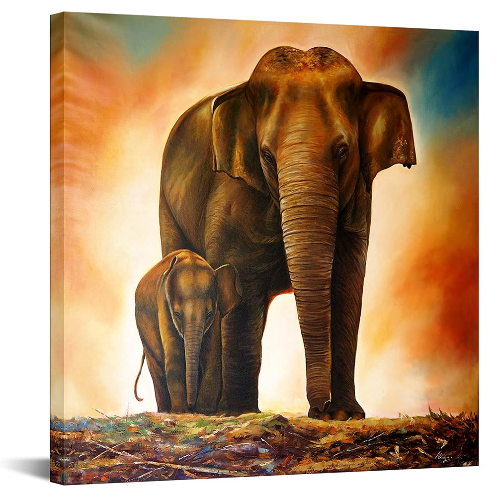 Baby African Elephants In Sunset