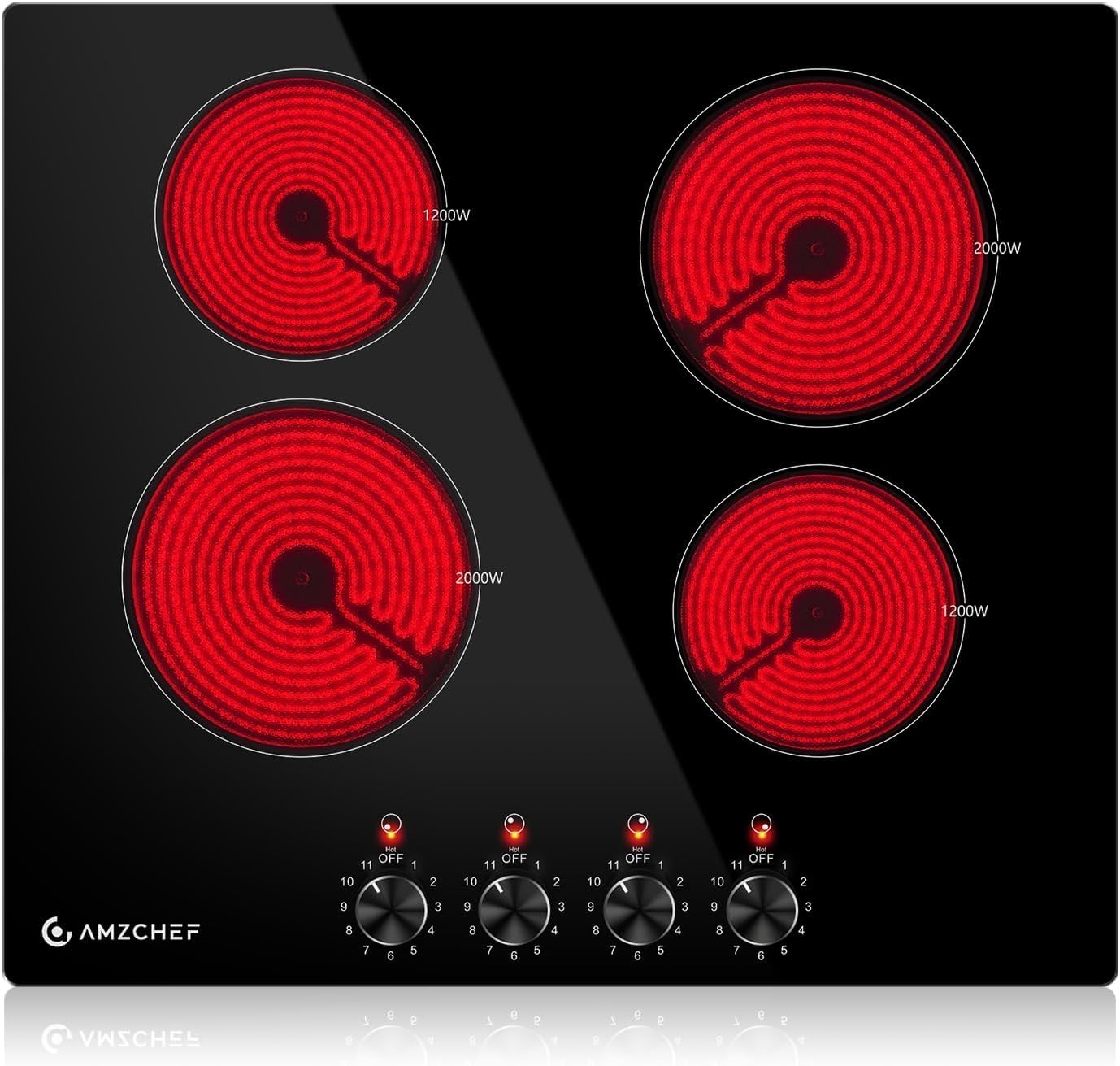 Snapklik.com : AMZCHEF 24 Inch Bulit-in Electric Cooktop, 240/6400W 11 ...