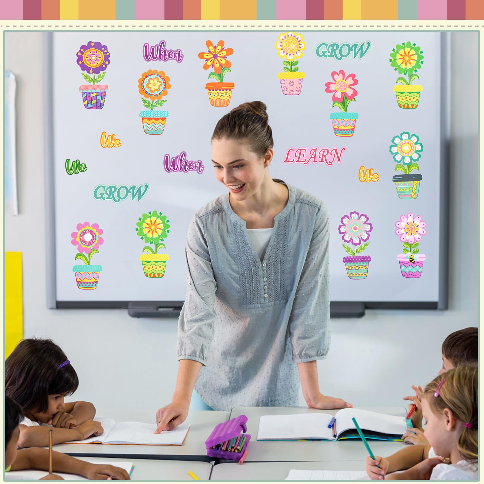 Snapklik.com : YUSUOA 45 Pcs Flower Cutouts Flower And Pot Shape Spring Bulletin Board ...