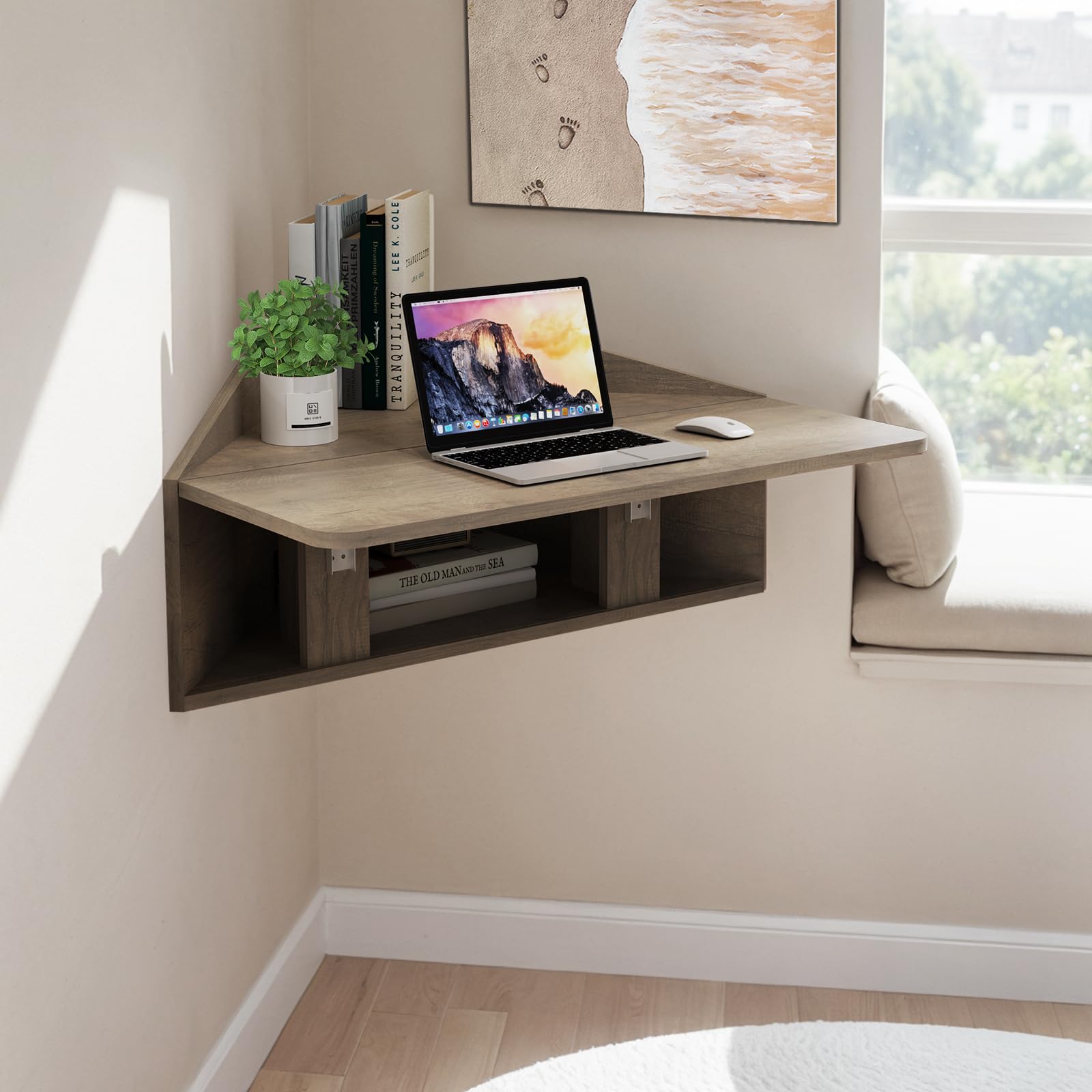 Amazon.com: Pmnianhua Floating Corner Desk,Wall Mounted Table,Floating ...