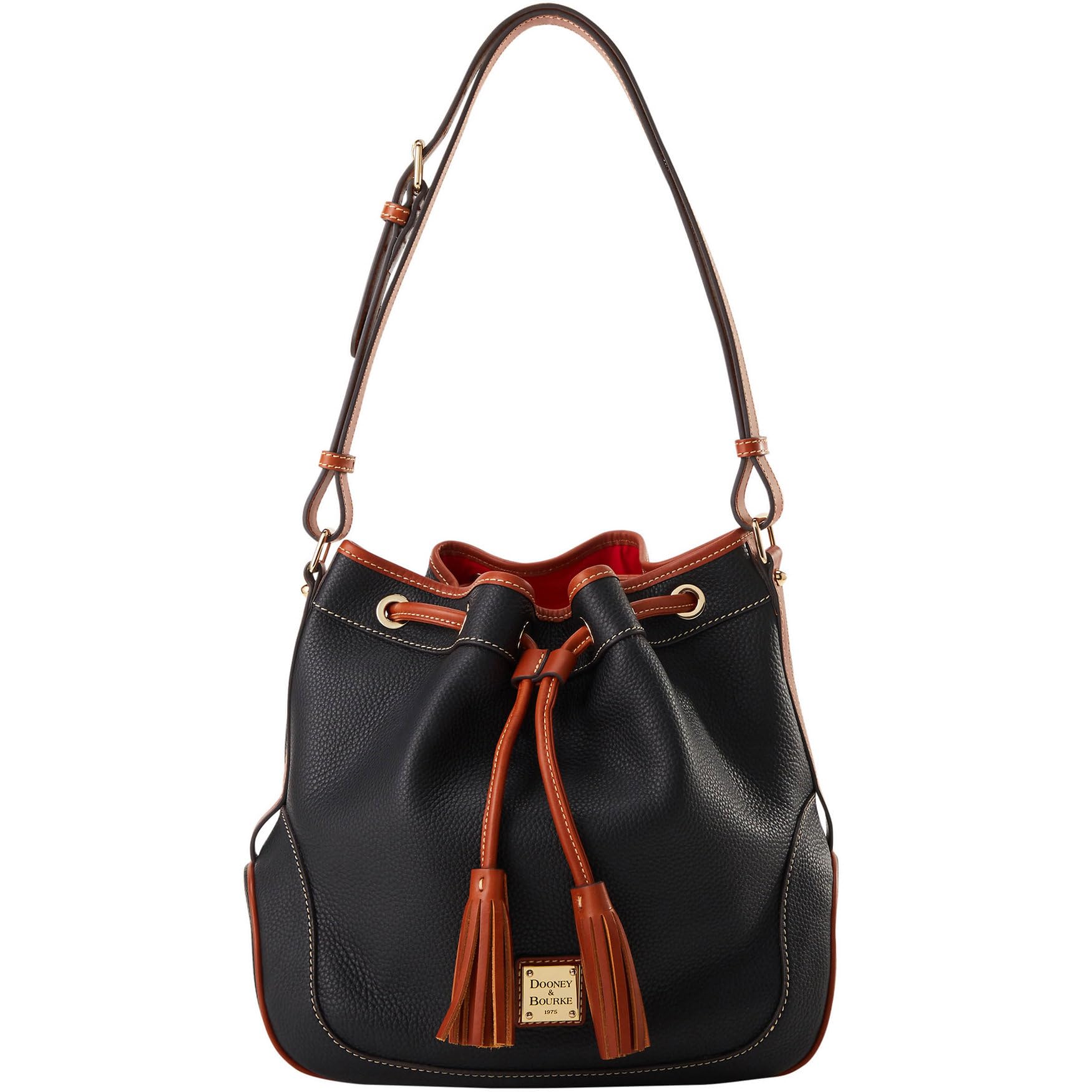 Amazon.com | Dooney & Bourke Handbag, Pebble Grain Drawstring - Black ...