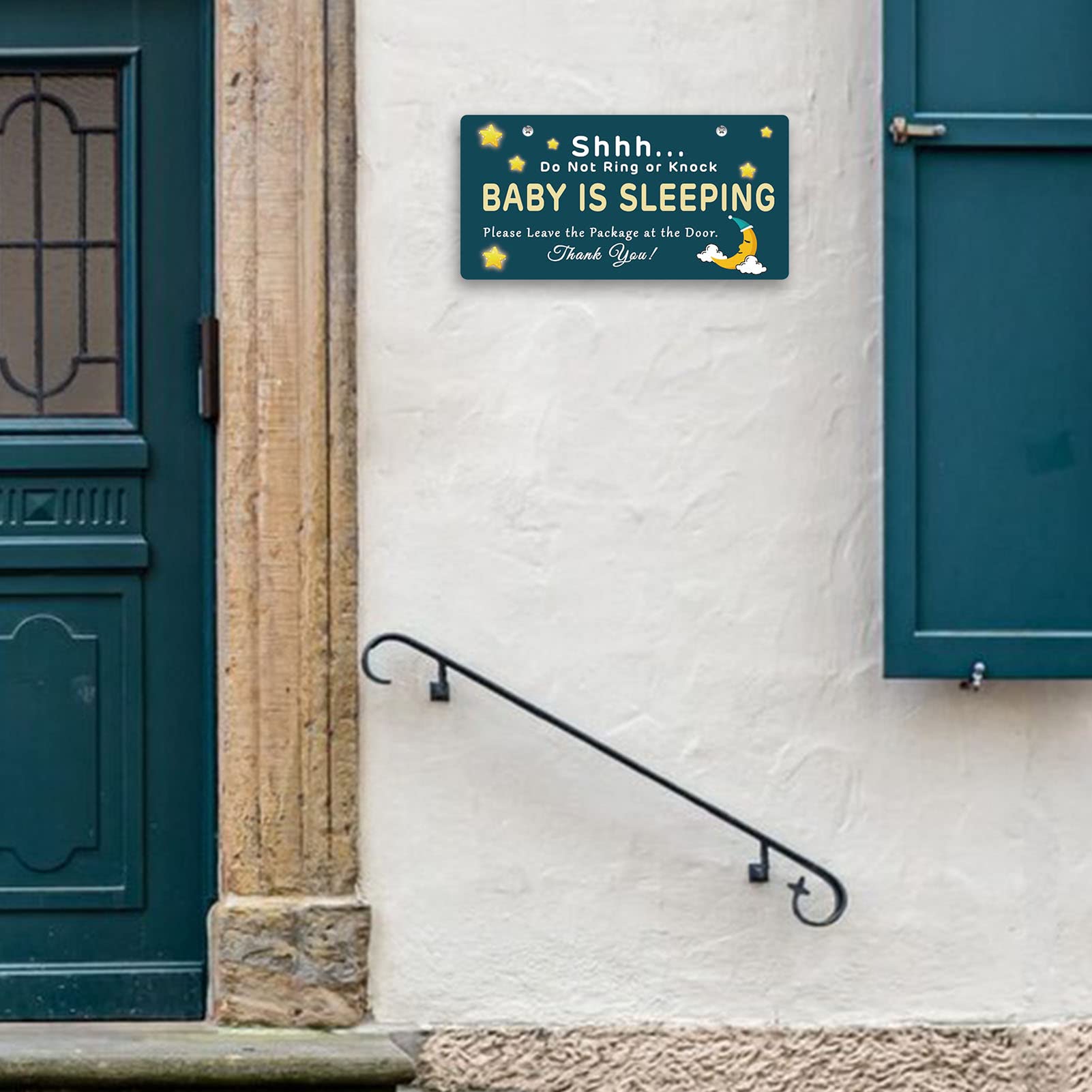 Wood Baby Decor Baby Sleeping Sign For Front Door - Please Don't Knock ...