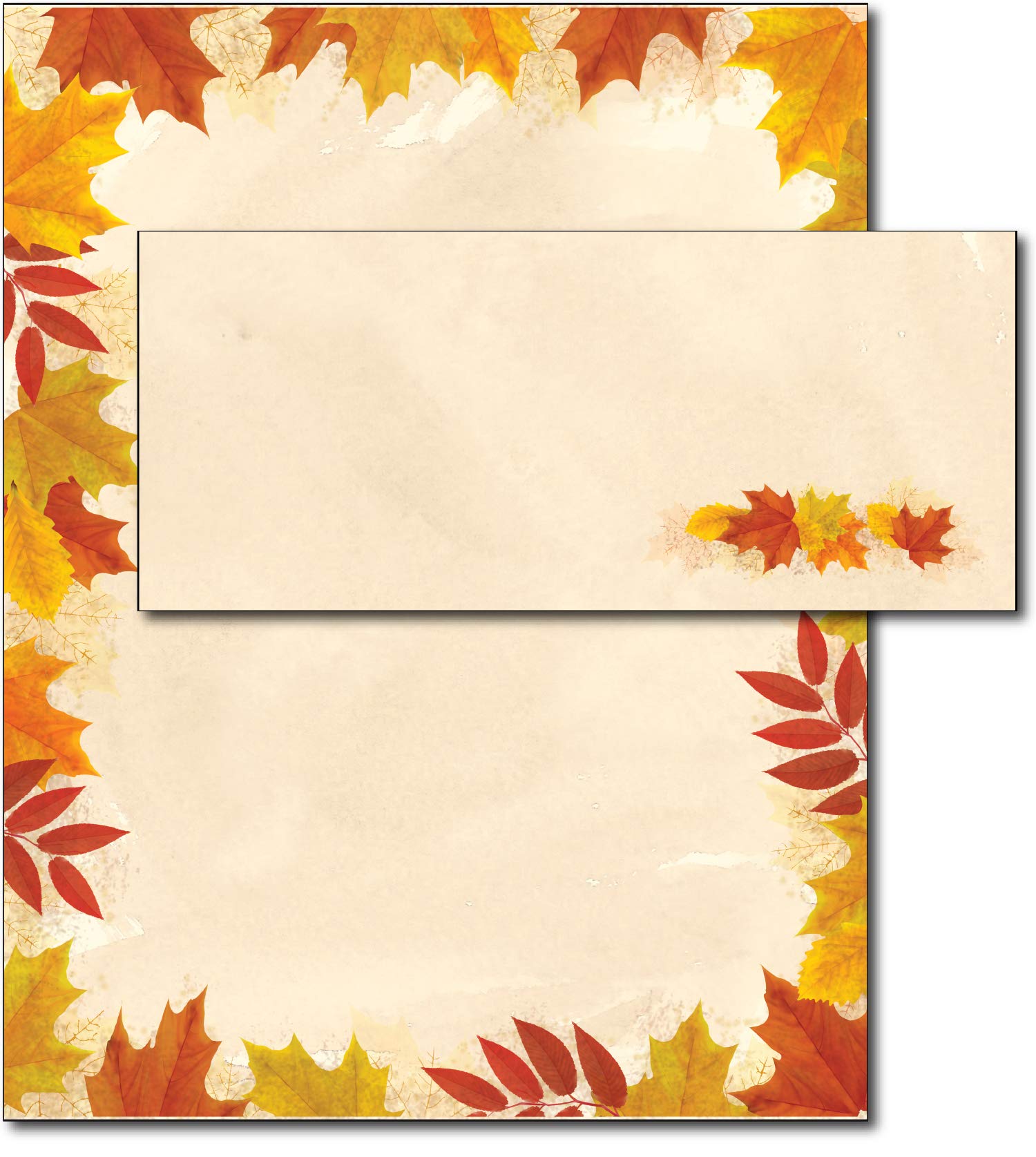 Amazon.com : Autumn Leaves Border Fall Paper & Envelopes - 40 Sets ...
