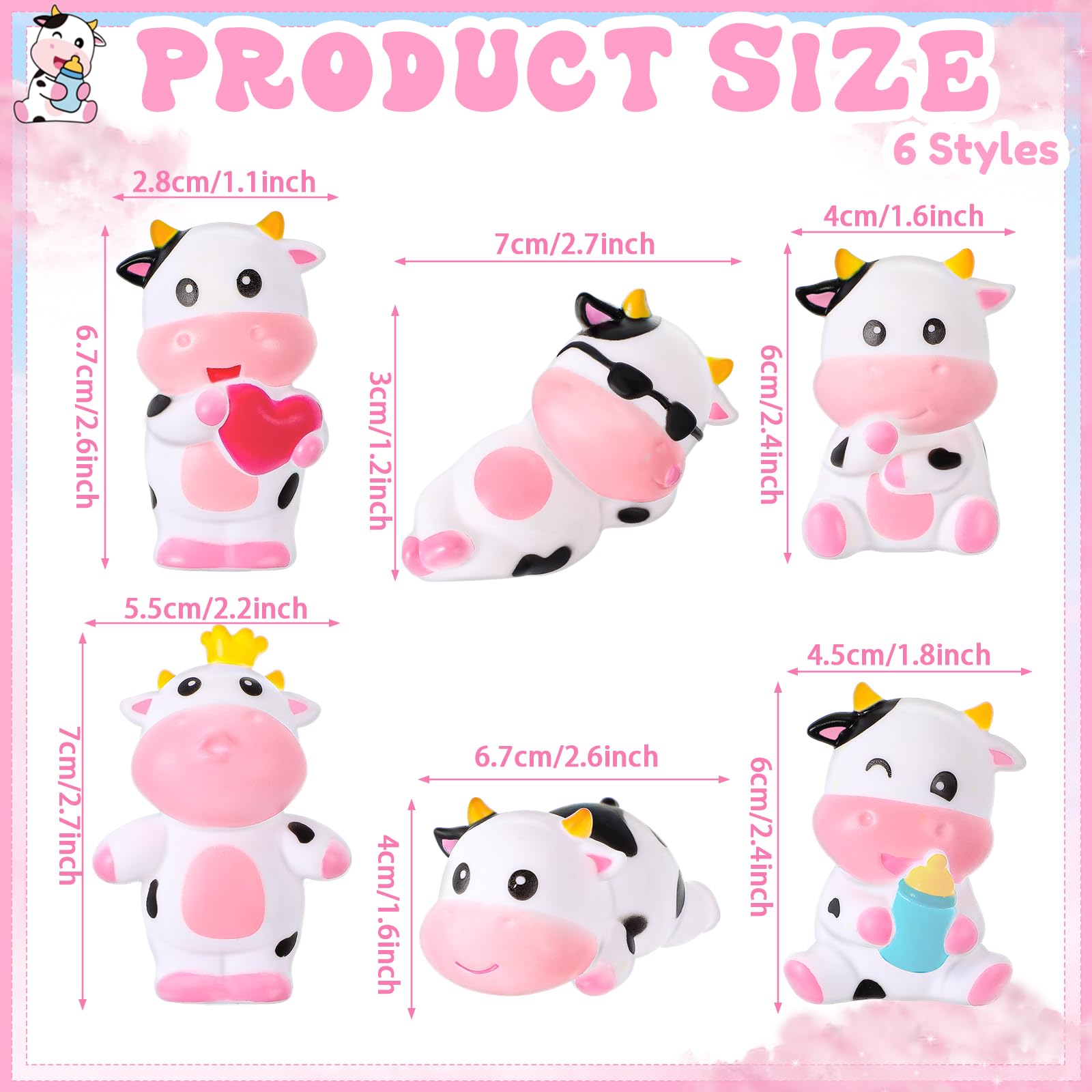 Snapklik.com : 24 Pcs Cute Rubber Cows Bulk Squeak Floating Cow For ...