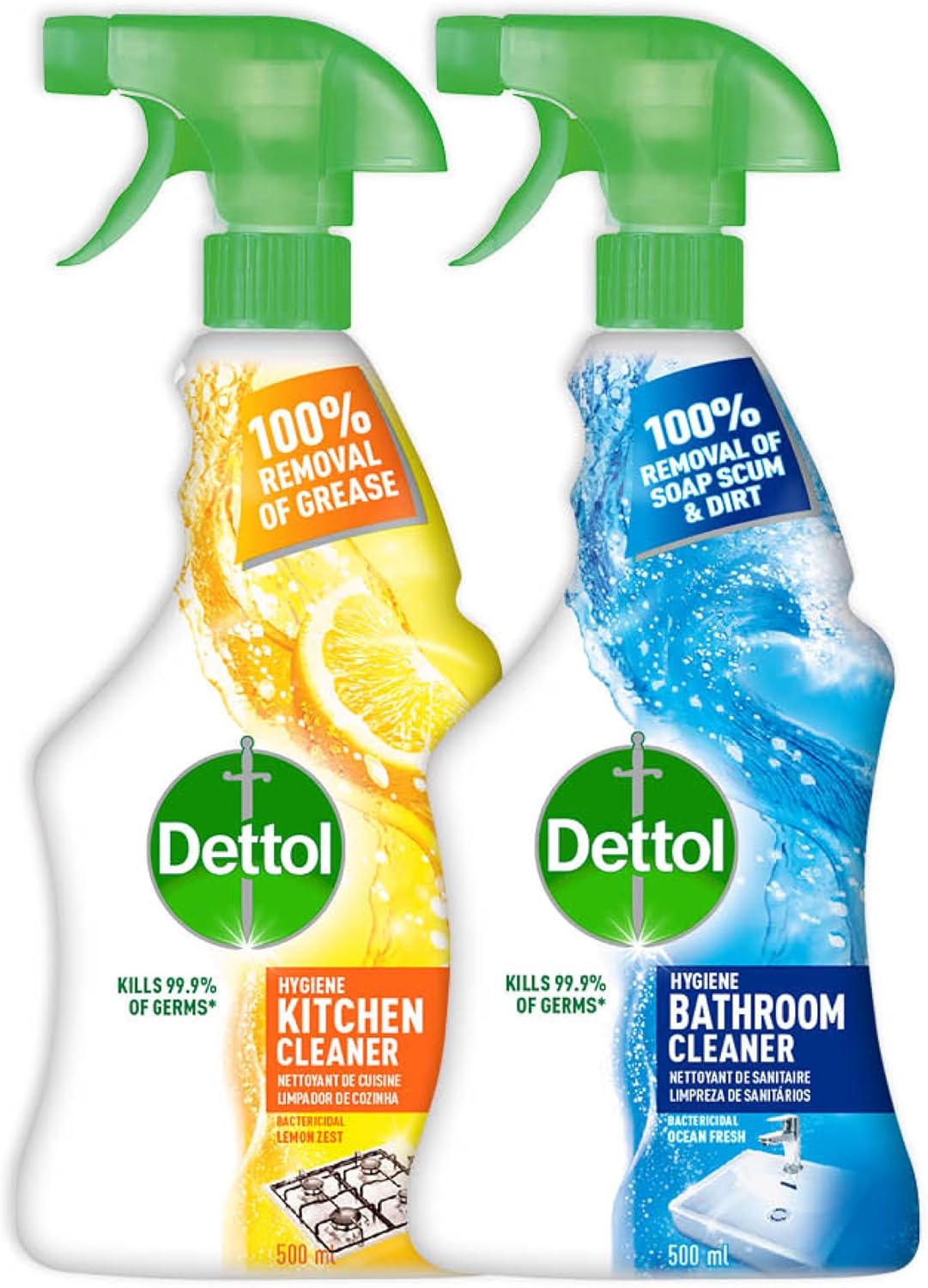 Dettol 500ml Kitchen & Bathroom Cleaner, Hygiene Surface Disinfectant ...