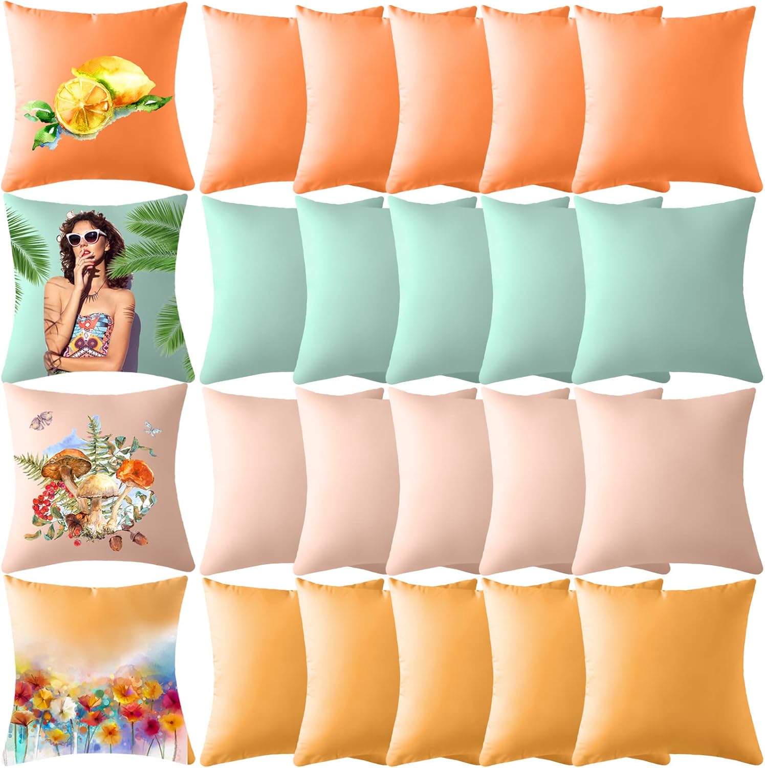 Amazon.com: Kinlop 24 Pcs Sublimation Pillow Covers Colored Throw ...