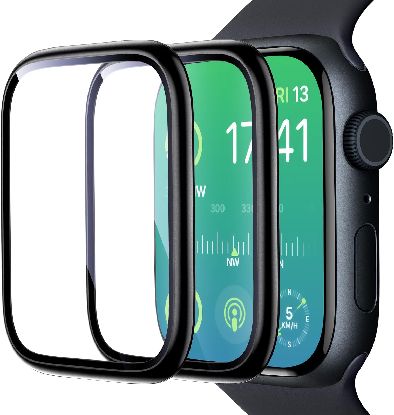 2 Pack UniqueMe for Apple Watch Screen Protector 44mm, Tempered Glass ...