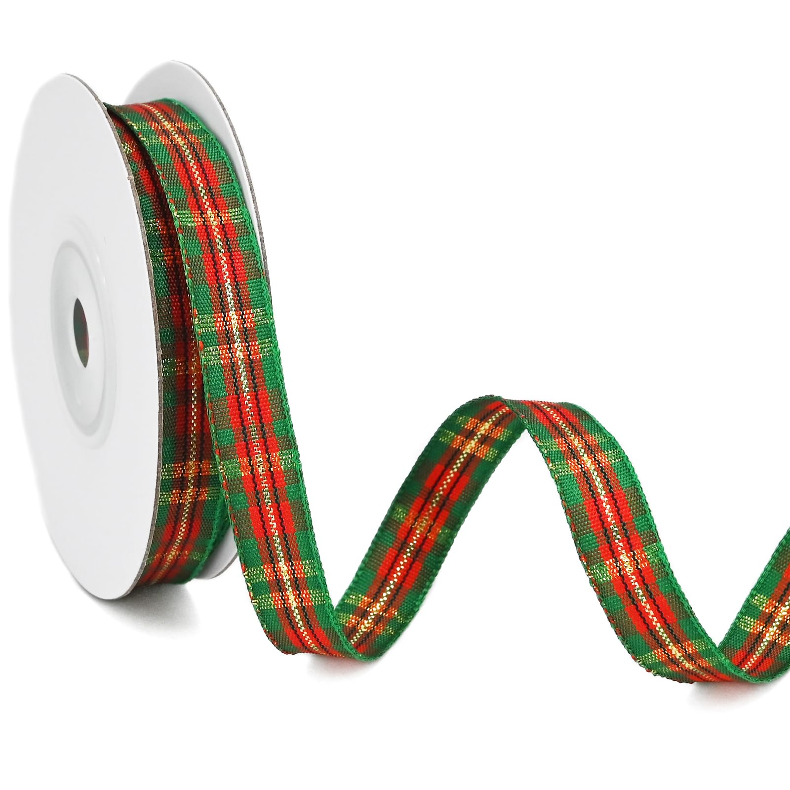 Amazon.com: Christmas Plaid Ribbon, 3/8 inch (10mm) Wide, 10 Yards, Red ...
