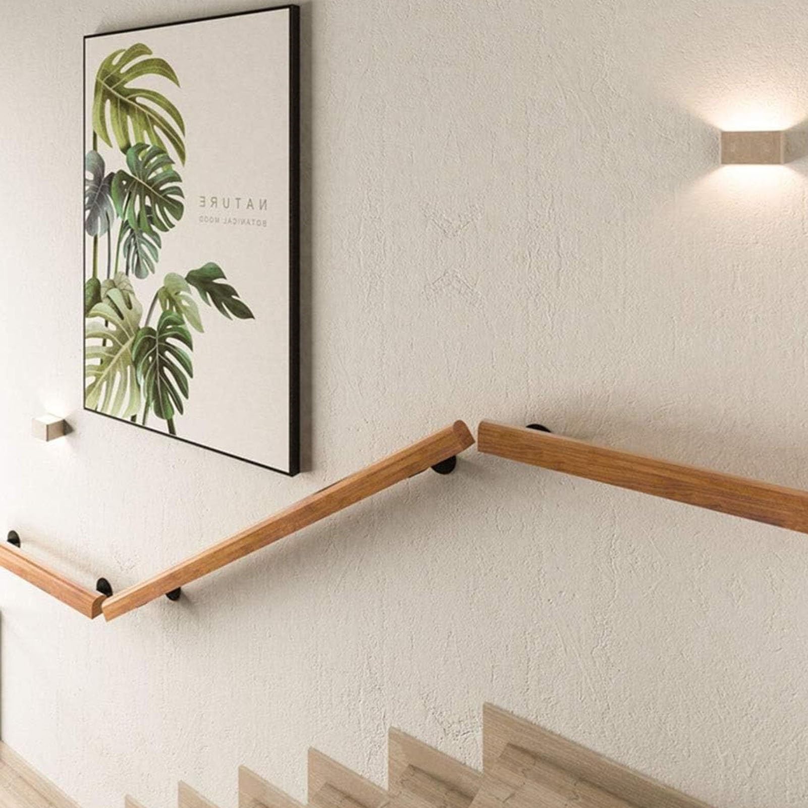 Wooden Stair Handrail Complete Kit - 1ft-20ft Wall Mount Stair Railing ...