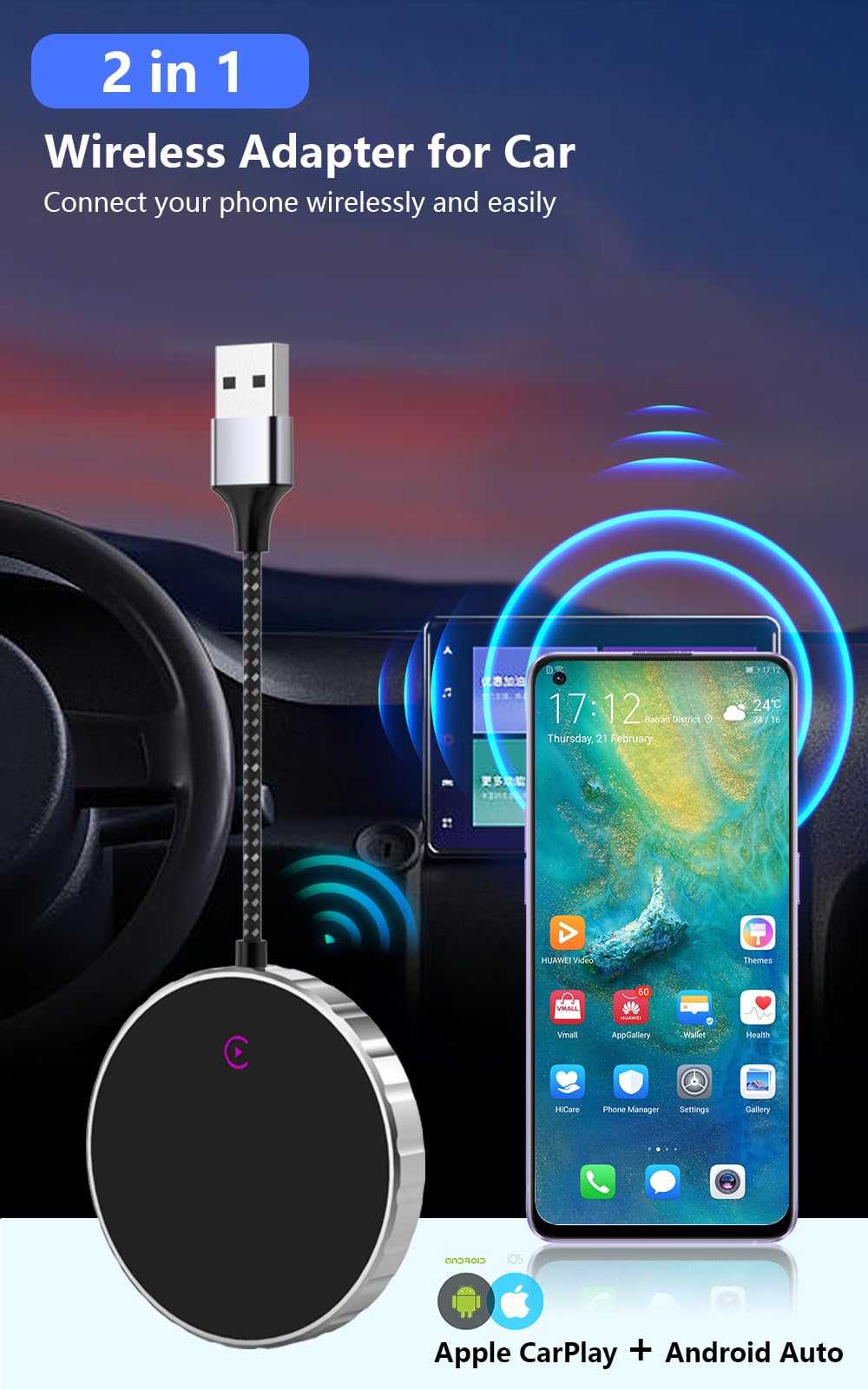 Snapklik.com : Apple CarPlay Wireless Adapter Dongle: Easy Connect ...
