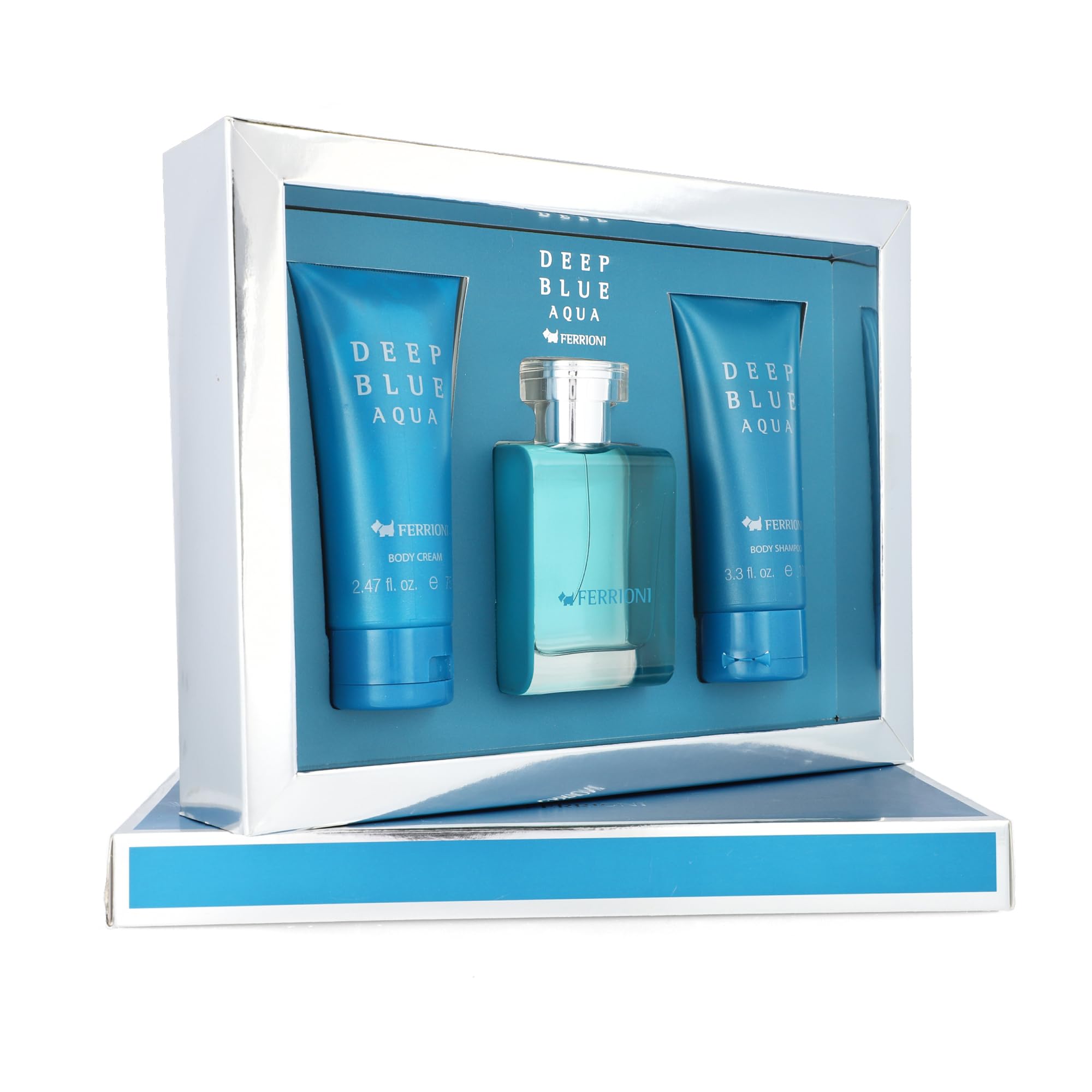 Ferrioni Set Deep Blue Aqua 3Pzs 100Ml EDT Spray/Body Shampoo 100Ml ...