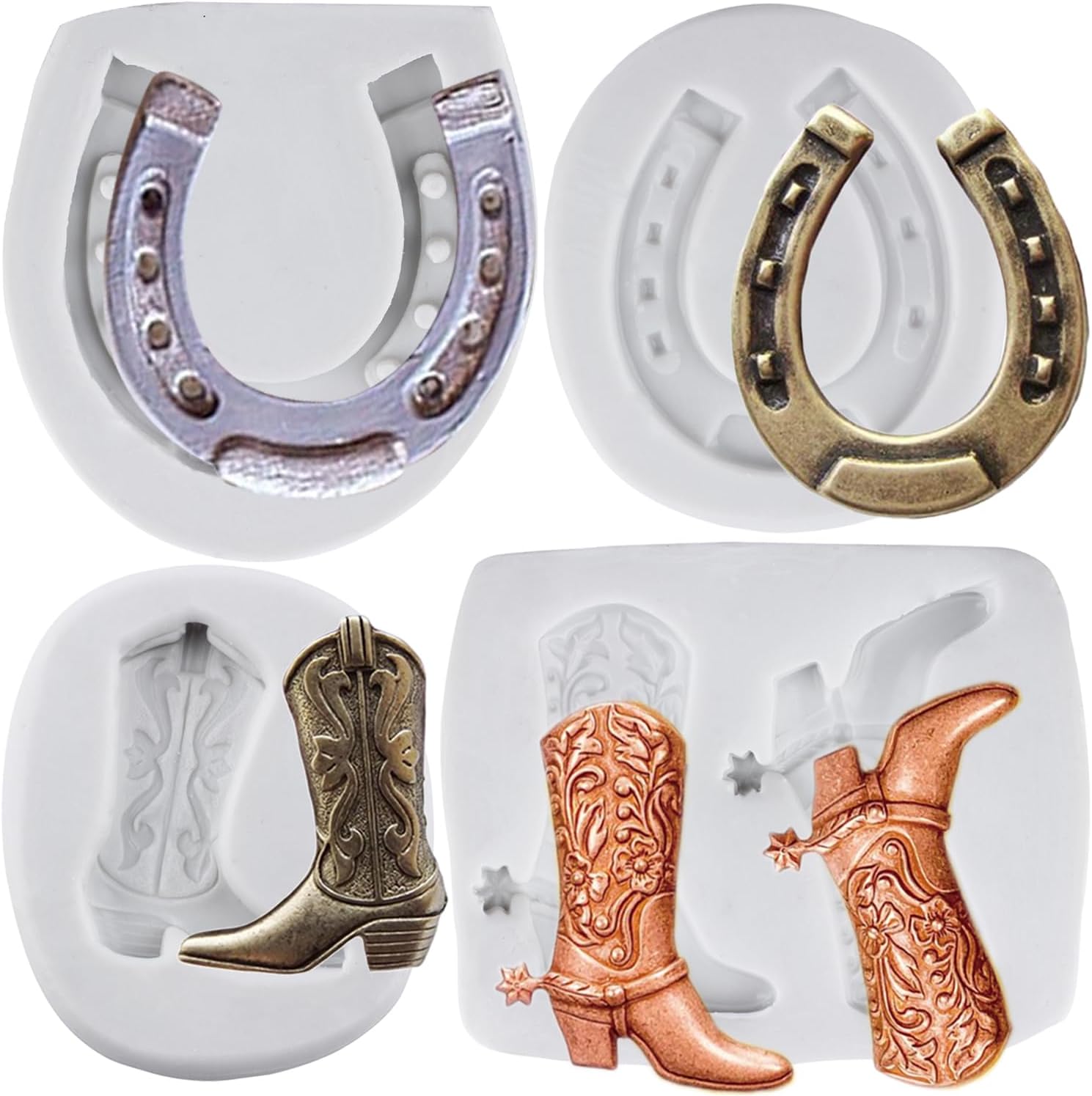 Amazon.com: Lingzhi Cowboy Boot Fondant Molds Horseshoe Hoof Silicone ...