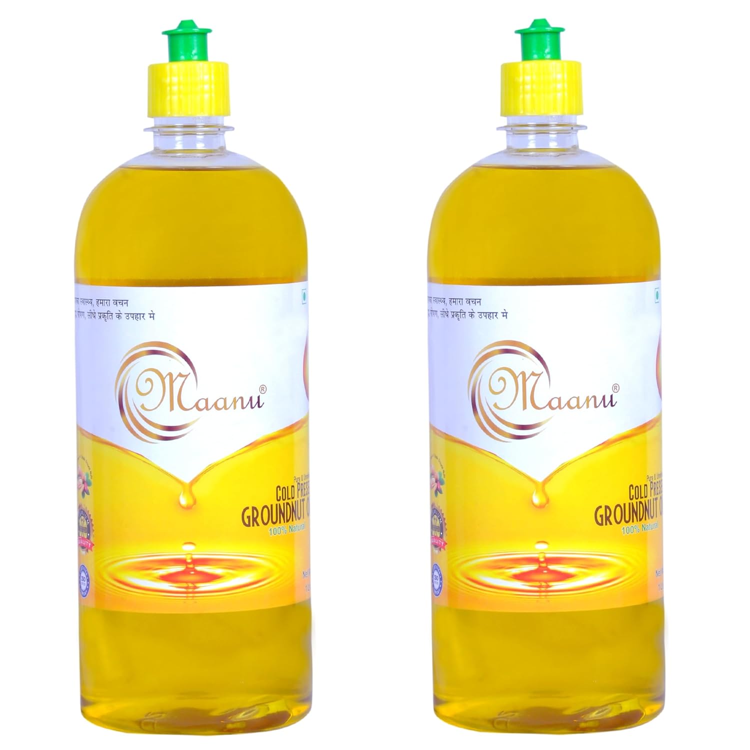 Maanu Cold Pressed Groundnut Peanuts Oil 1L (Pack Of 2) | Tin Can ...