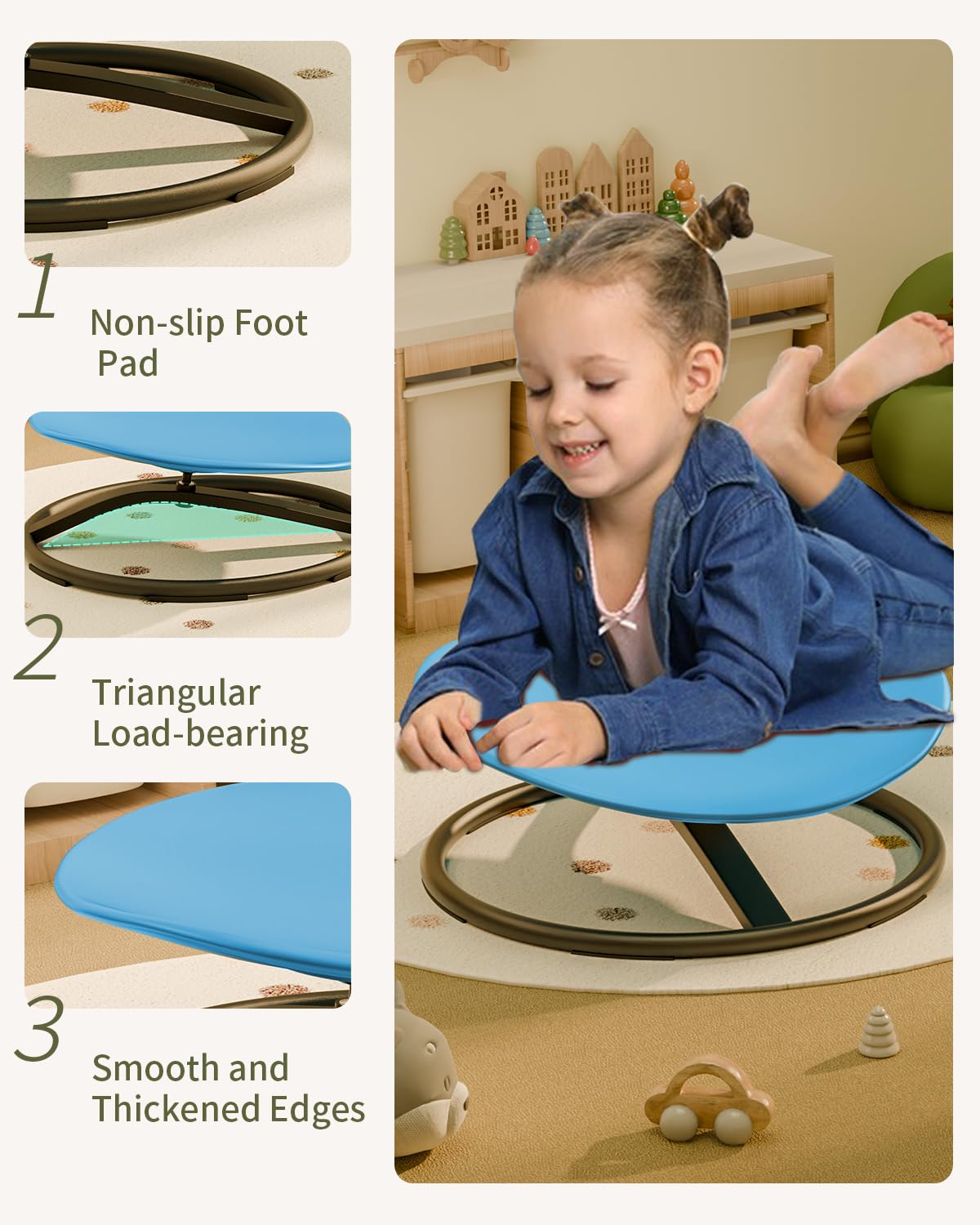Sensory Spinning Chair Kids - Octagonal Rotating Chair For Balance ...