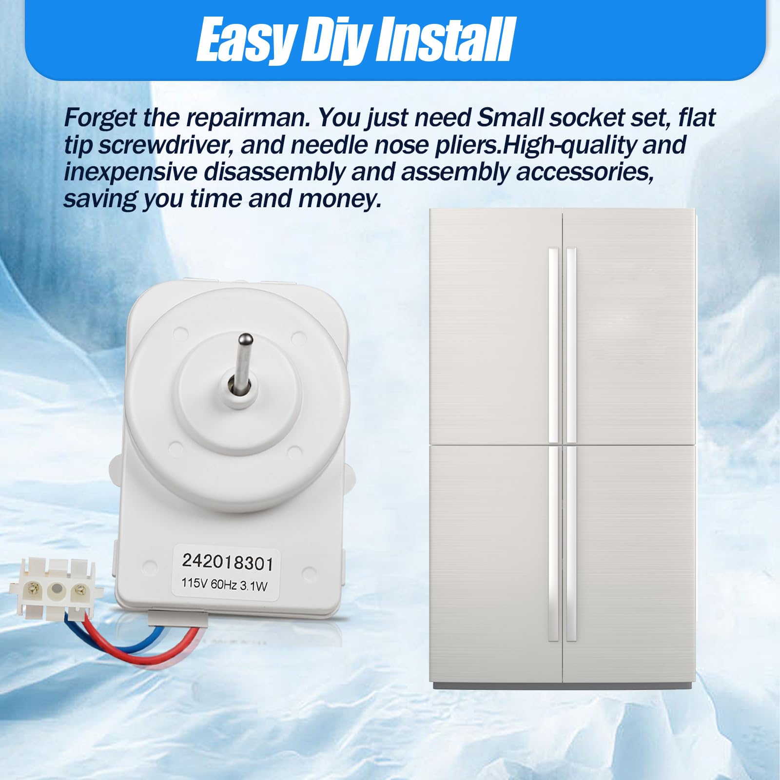 242018301 242018304 Refrigerator Condenser Fan Motor Replace 297279502 ...