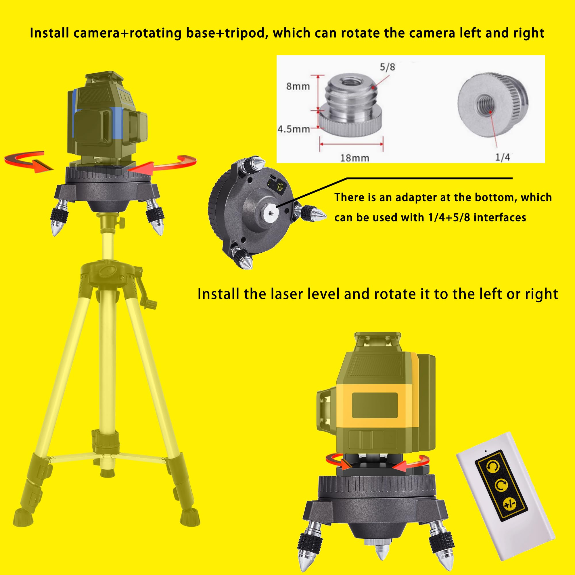 Snapklik.com : Electric Rotating Base pole,Used For Laser Level, 13.8 ...