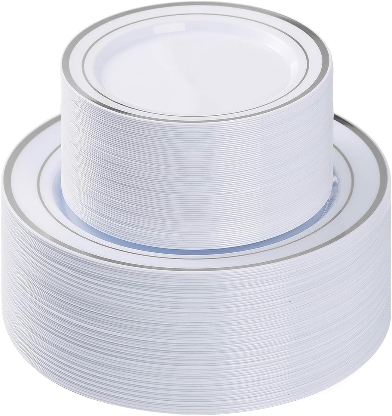 Amazon.com: Maxcheck 100 Pack Purple Silver Plastic Plates Disposable ...