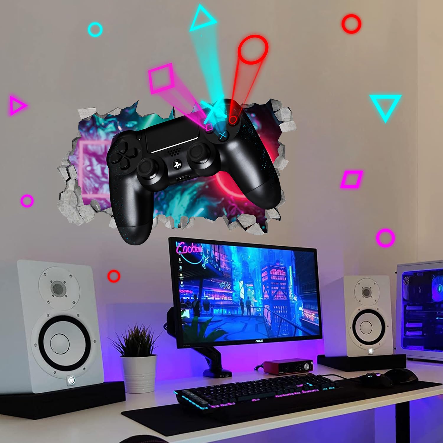 Game Wall Stickers Gaming Wall Decals for Boys Bedroom Gaming Room Wall ...