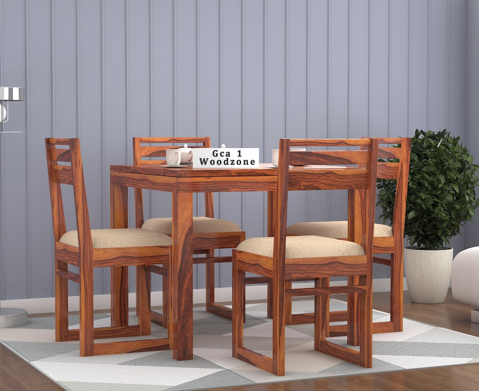 GCA1 WOODZONE Modern Furniture Sheesham Wood Dining Table 4 Seater ...