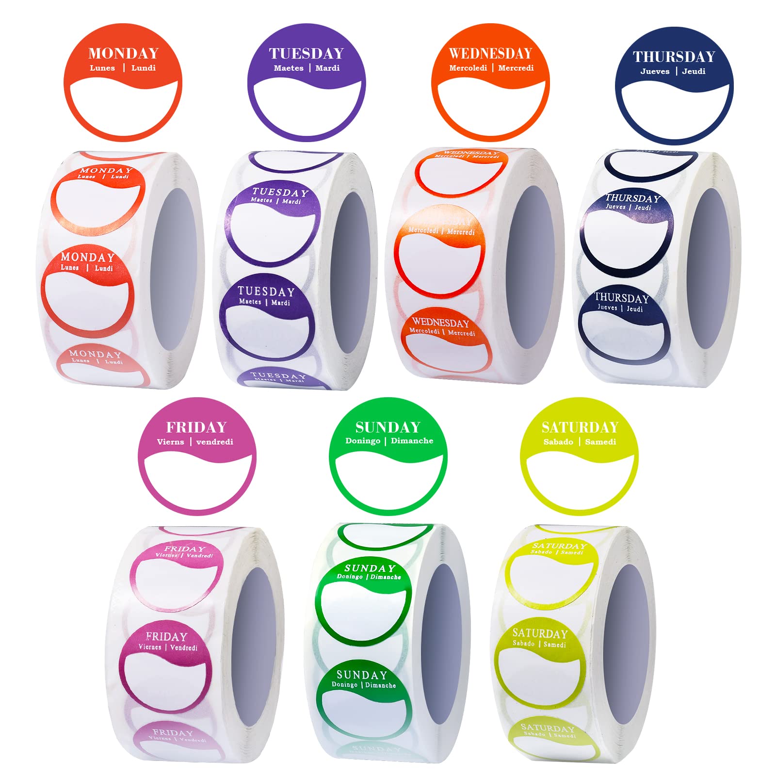 Amazon.com : 3500pcs Day Mark Labels, 7 Rolls Monday Through Sunday ...