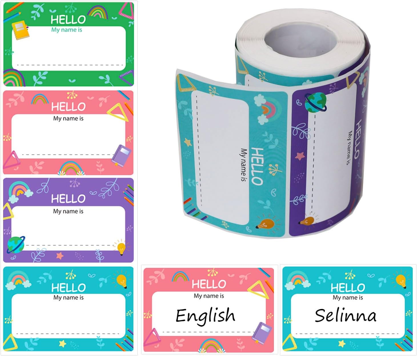 Amazon.com : 300 Pcs cute Name Tag Hello My Name is Stickers - Self ...