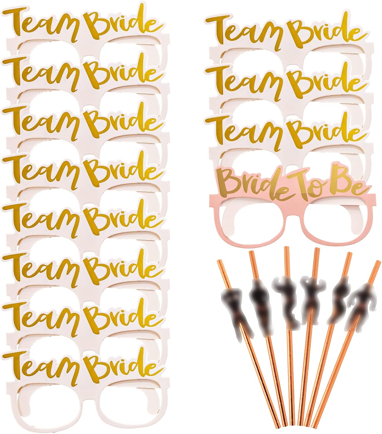 24 Pcs Hen Party Accessories, 12 Pcs Team Bride Glasses +12 Pcs Hen ...