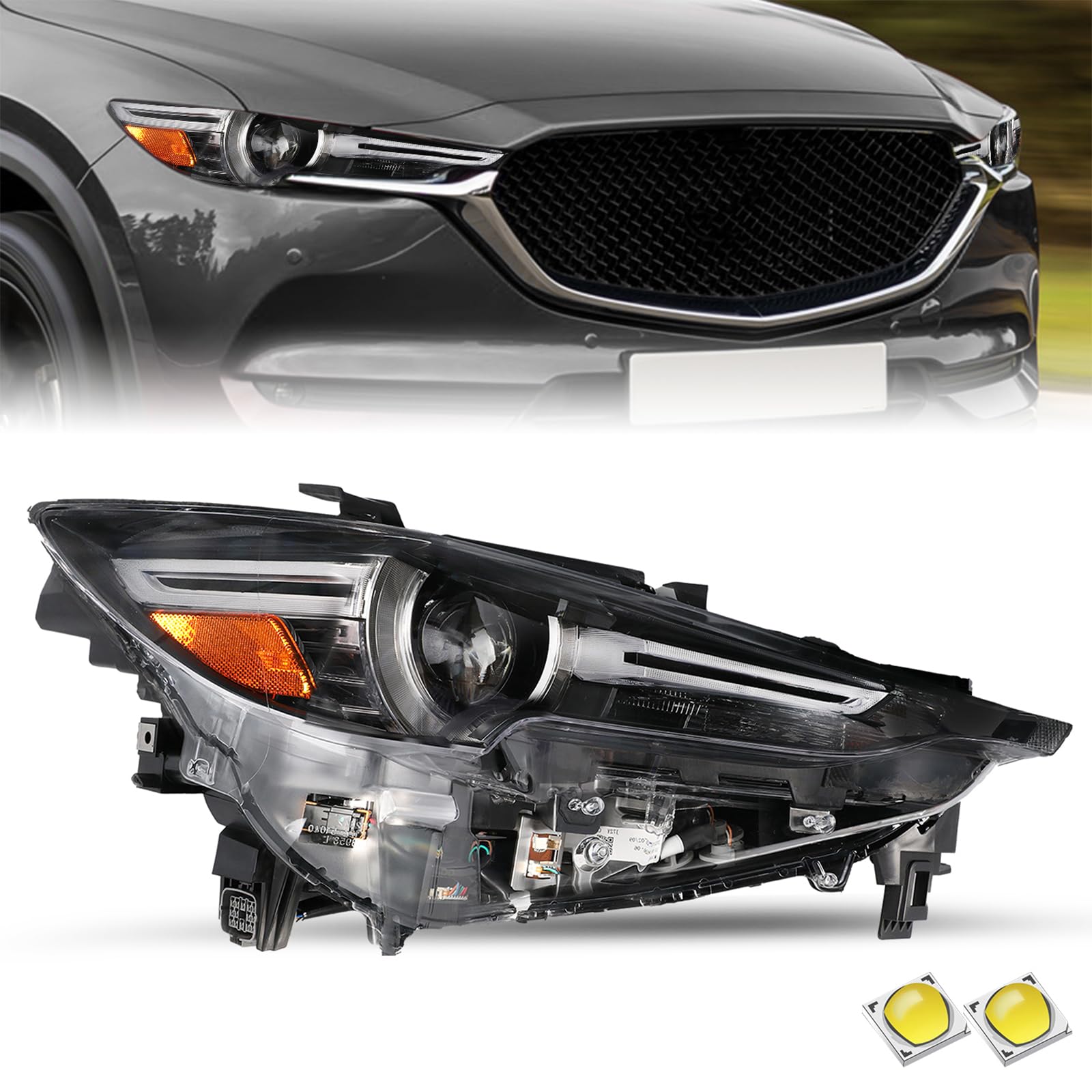 Amazon.com: SOCKIR CX5 LED Headlight Assembly Fit for 2017-2021 Mazda ...