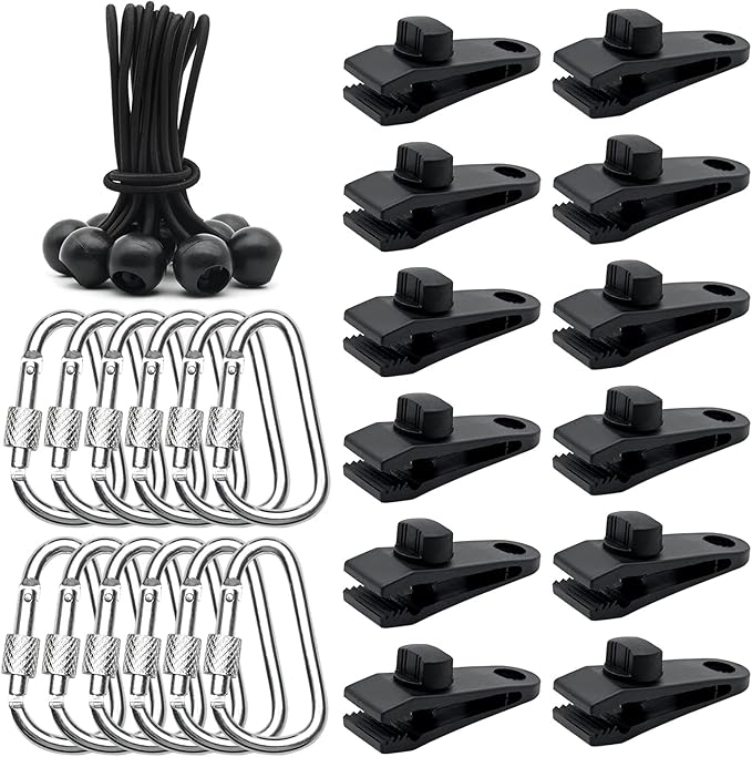 36 Pack Tarp Clips Clamps, Heavy Duty Tarp Clips Set with 12 pcs Thumb ...