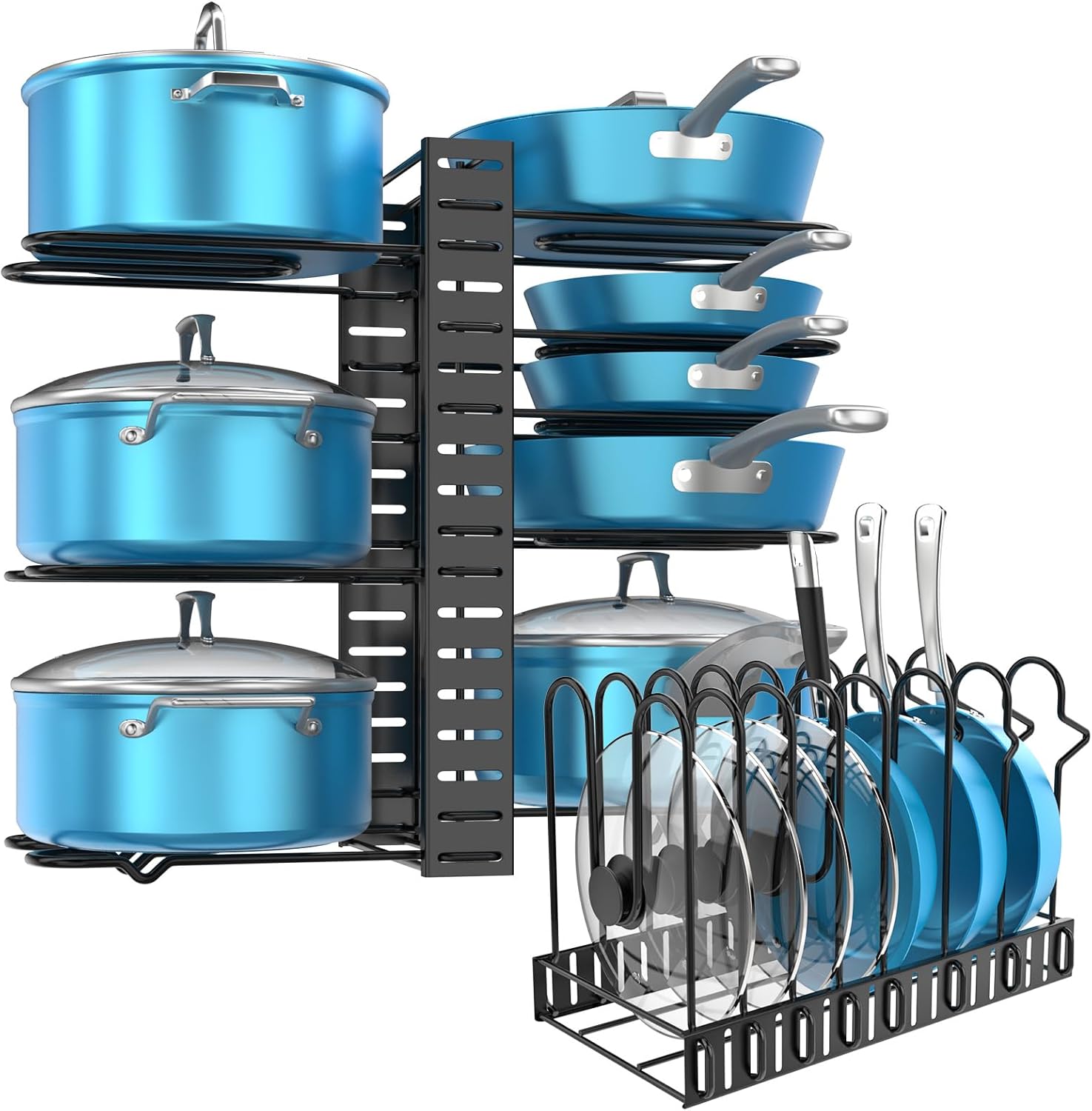 Housolution Pot and Pan Organiser for Cupboard, 8 Tier Saucepan Storage ...