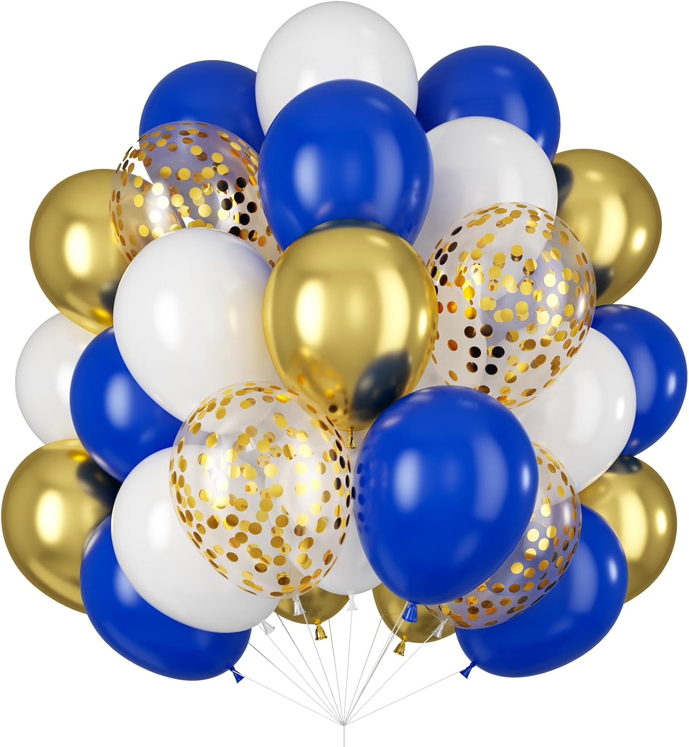 Amazon.com: Balloons Royal Blue White Gold Balloons for Graduation Decorations Metallic Chrome ...