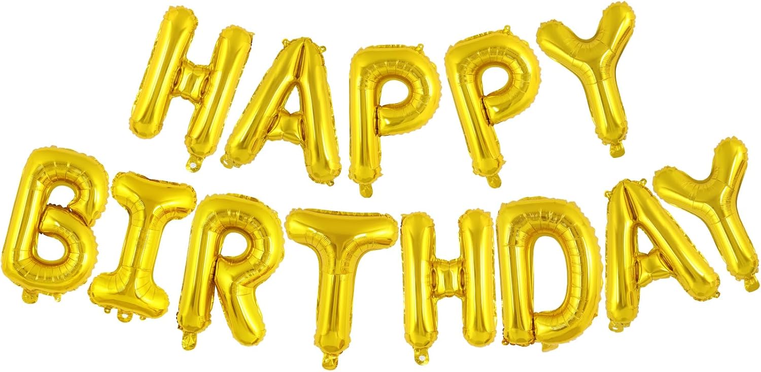 Amazon.com: Happy Birthday Balloons Banner 16 Inch, Foil Balloons ...