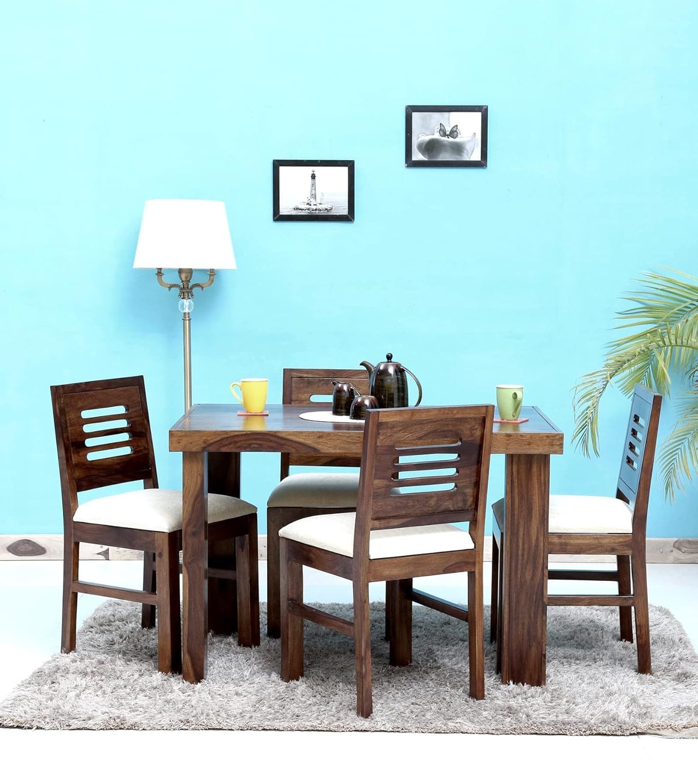 ORMEE Sheesham Wood 4 Seater Dining Table with Chair | Dining Table Set ...