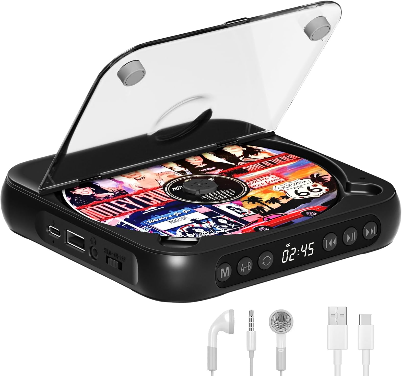 Amazon.com: Portable CD Player with Bluetooth 5.3, Rechargeable Walkman ...