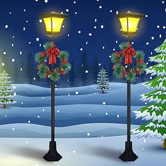 VIHOSE 2 Pcs 61.4'' Christmas Solar Lamp Post Lights Outdoor with ...