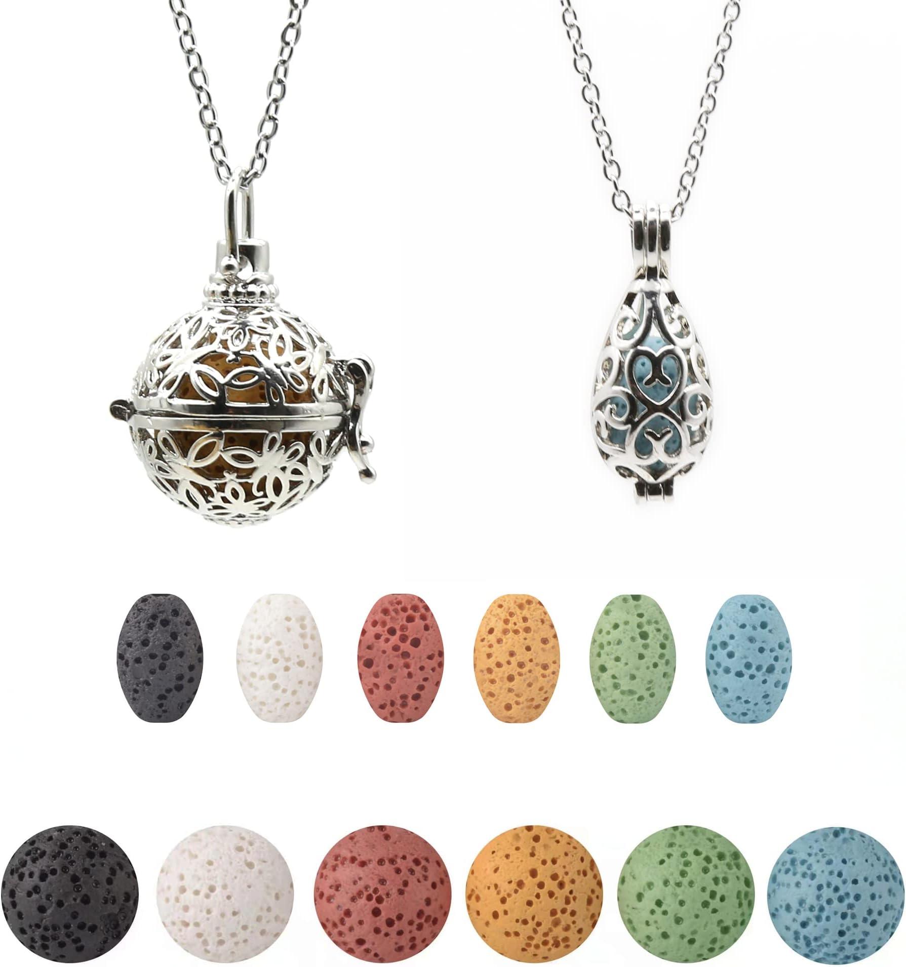 Amazon.com: HEDQFM 2 PCS Essential Oil Diffuser Necklace with a Gift Box,Hollow Ball and ...