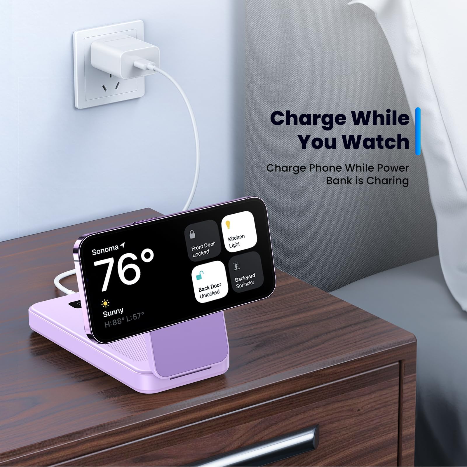 Snapklik.com : Magnetic Power Bank Stand, 10000mAh Wireless Magsafe ...