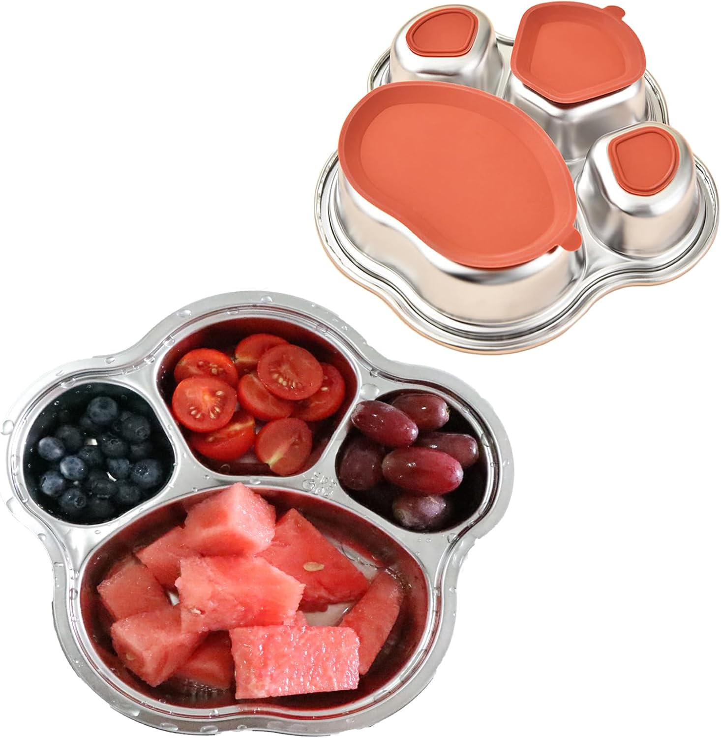 Amazon.com | Baby plates with suction Stainless Steel Divided Plates ...