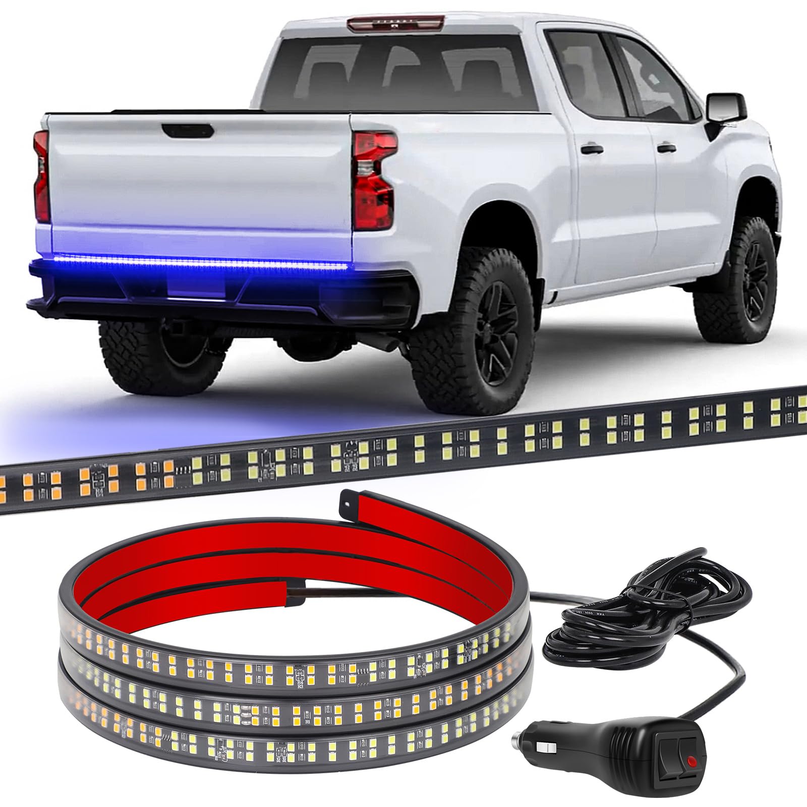 Snapklik.com : 48 Inch Tailgate Blue Emergency Lights Strip Rear Window ...