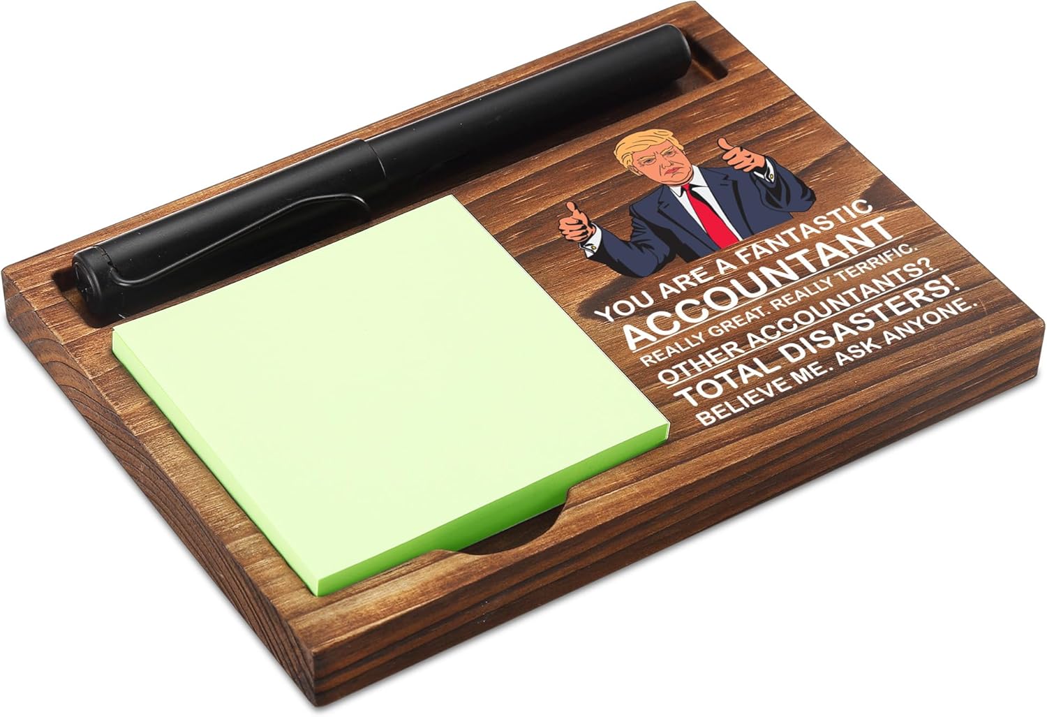 Amazon.com : Accountant Sticky Note Holder Wooden Notepad & Pen Holder ...