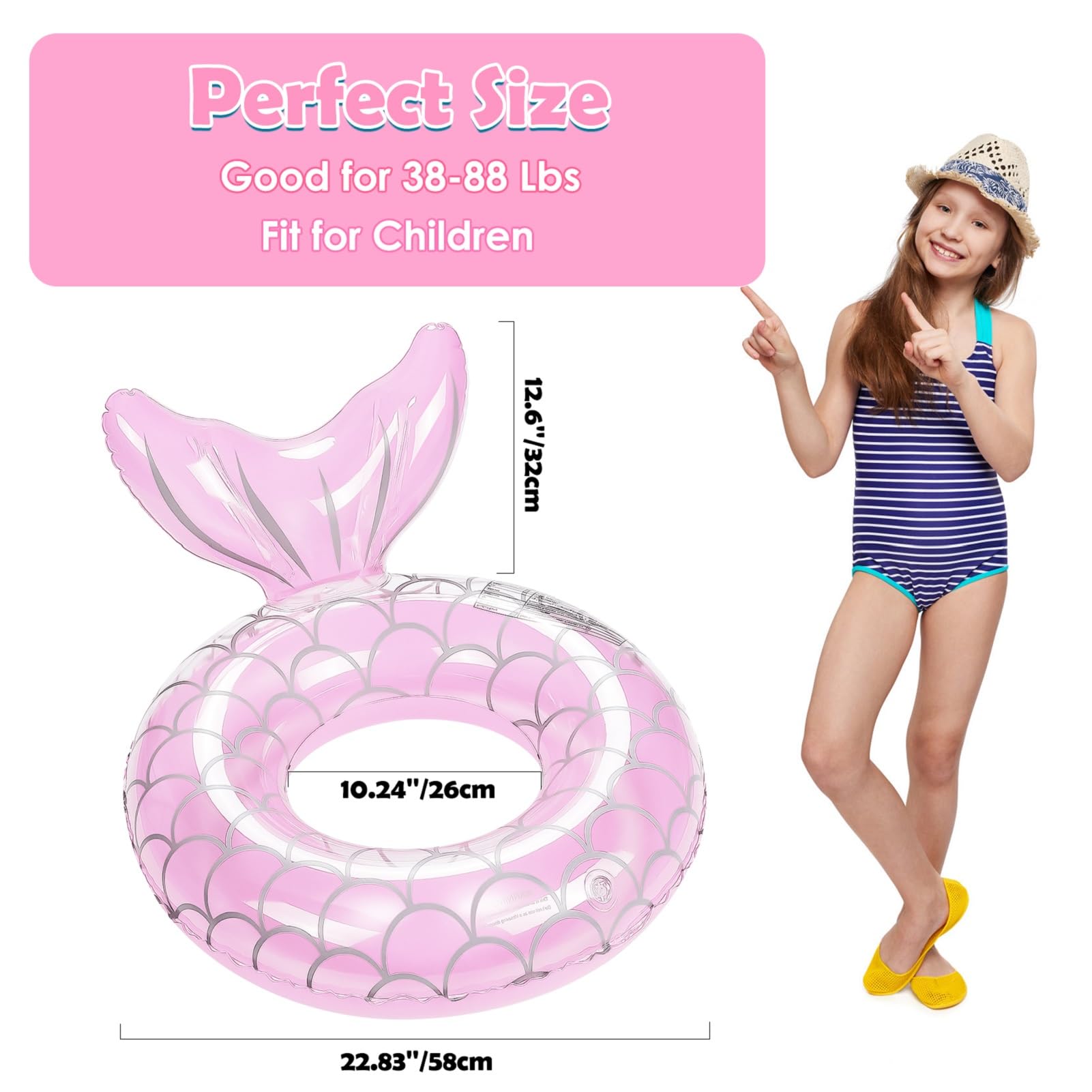 Snapklik.com : Pool Floats Kids, Inflatable Swimming Ring Mermaid Tail ...