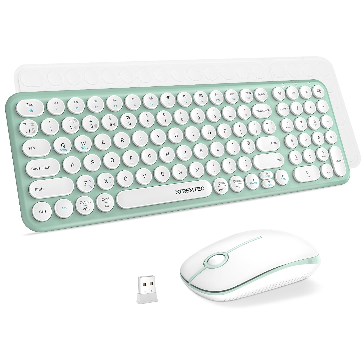 XTREMTEC Wireless Keyboard and Mouse set,Compact Size Cute Keyboard ...