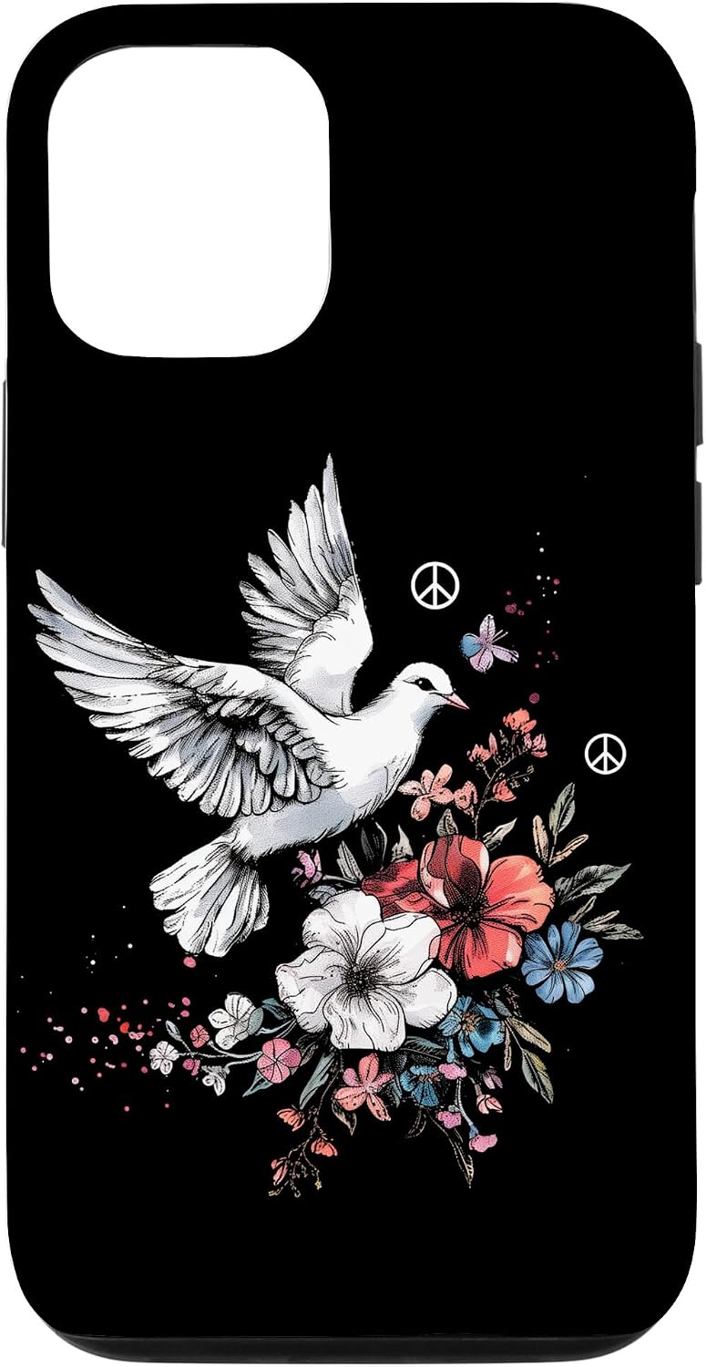 Amazon.com: iPhone 12/12 Pro Peace Sign Dove White Pigeon Bird Vintage ...